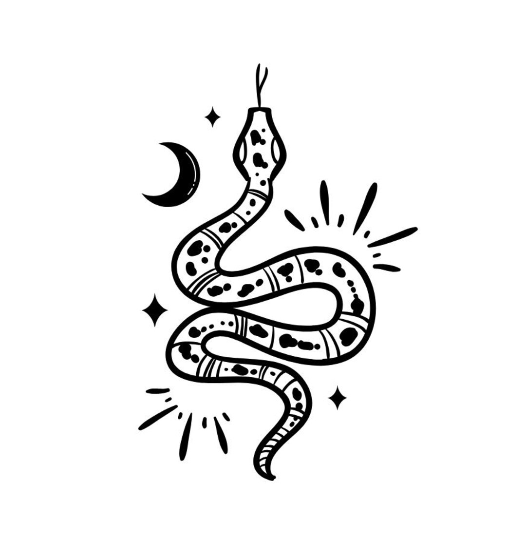 Snake and Moon Celestial SVG Digital Download - Etsy