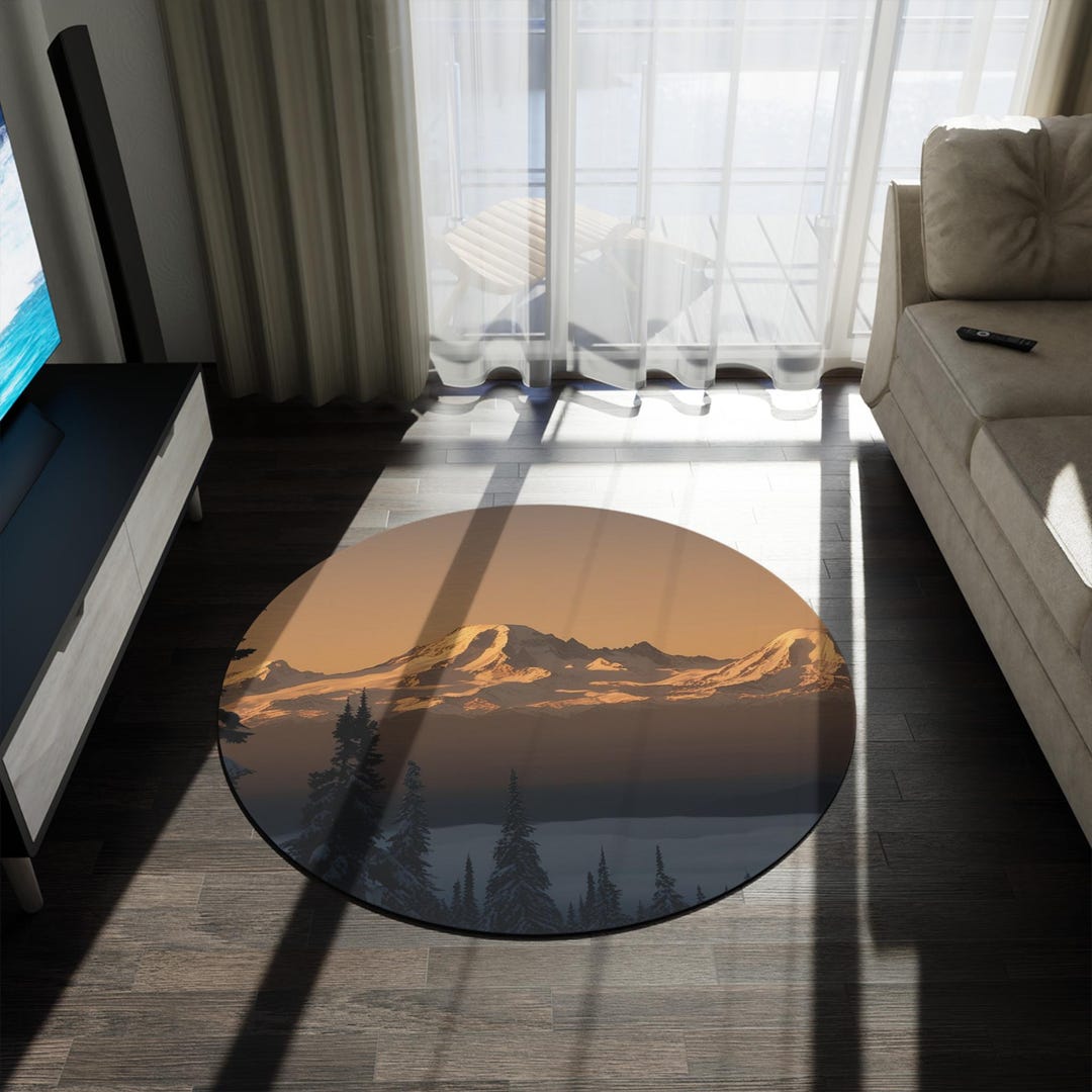 Scenic Round Rug for Cozy Spaces, Wilderness Decor, Nature Inspired ...