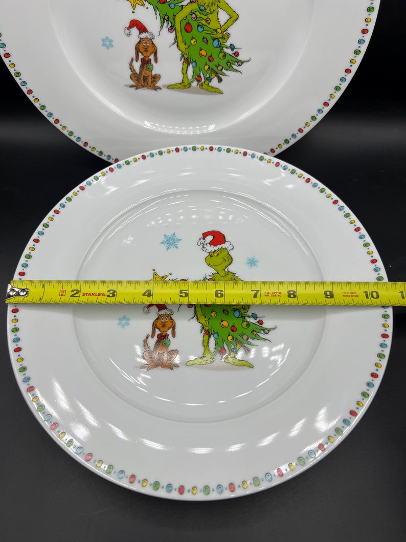 Dr. Seuss Grinch Who Stole Christmas 10.5" Dinner Plate - Set of 3 - Etsy