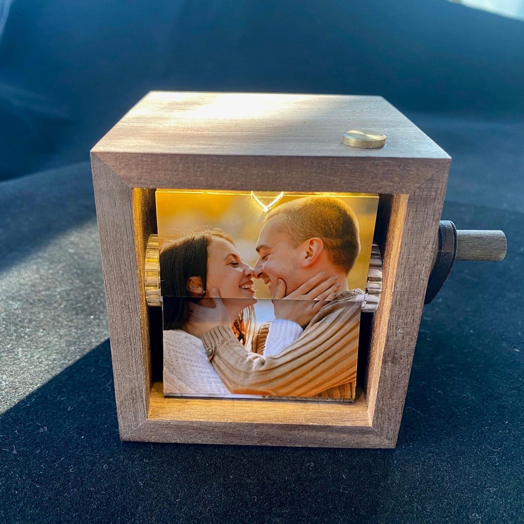 Custom Photo Flip Book Frame Animation Box, Wooden Photo Album With RGB ...