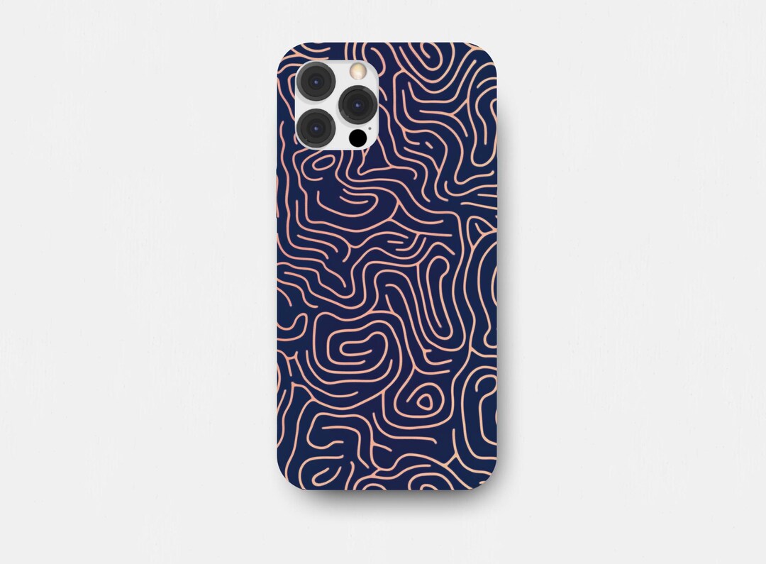 Phone Case, Indigo Retro Squiggles Pattern Tough Case for iPhone ...