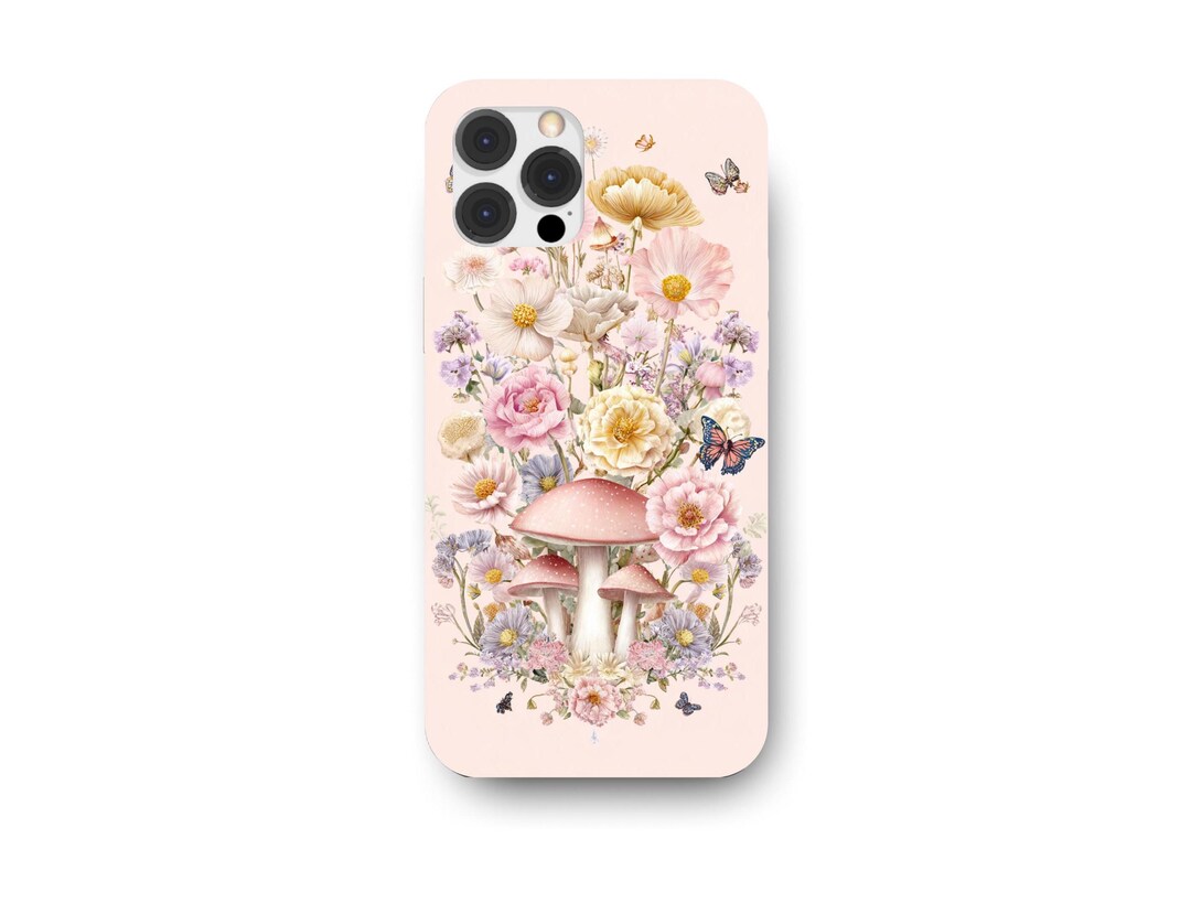 Cottagecore Phone Case, Watercolor Floral Mushroom iPhone & Samsung ...