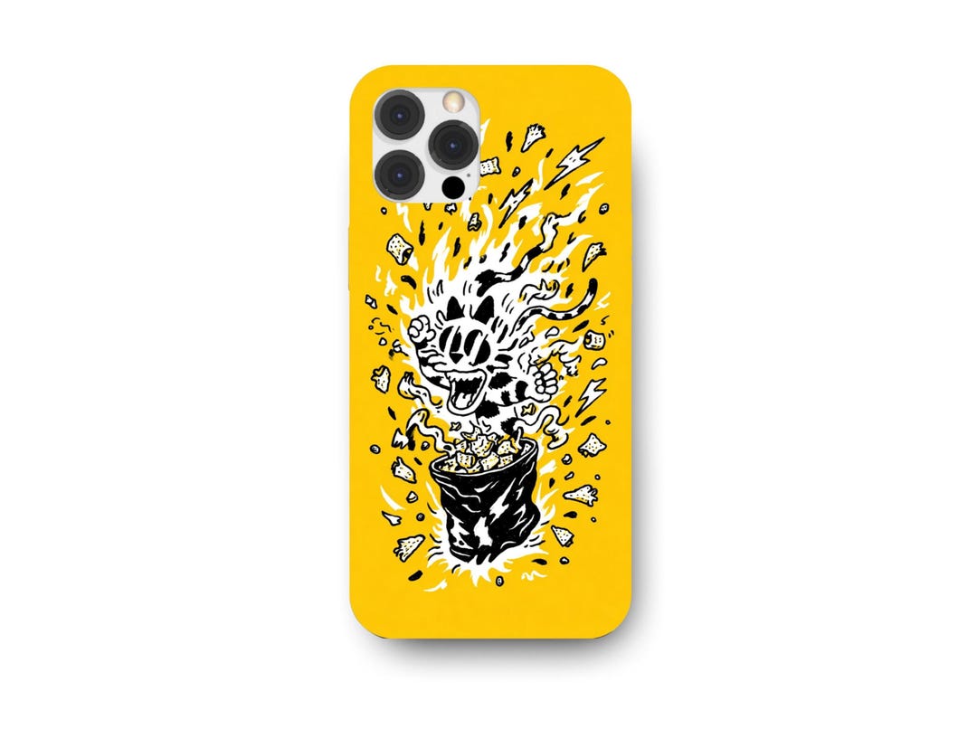Tiny Cat Wrestling Giant Chips Phone Case | Silly Cartoon Chaos iPhone ...
