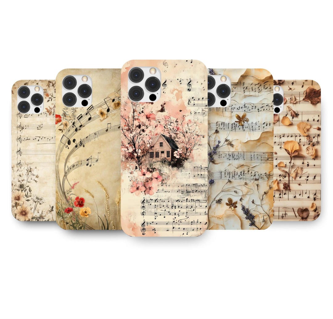 Aesthetic Song Flower Art Gift, Music Note Phone Case Cover for iPhone ...