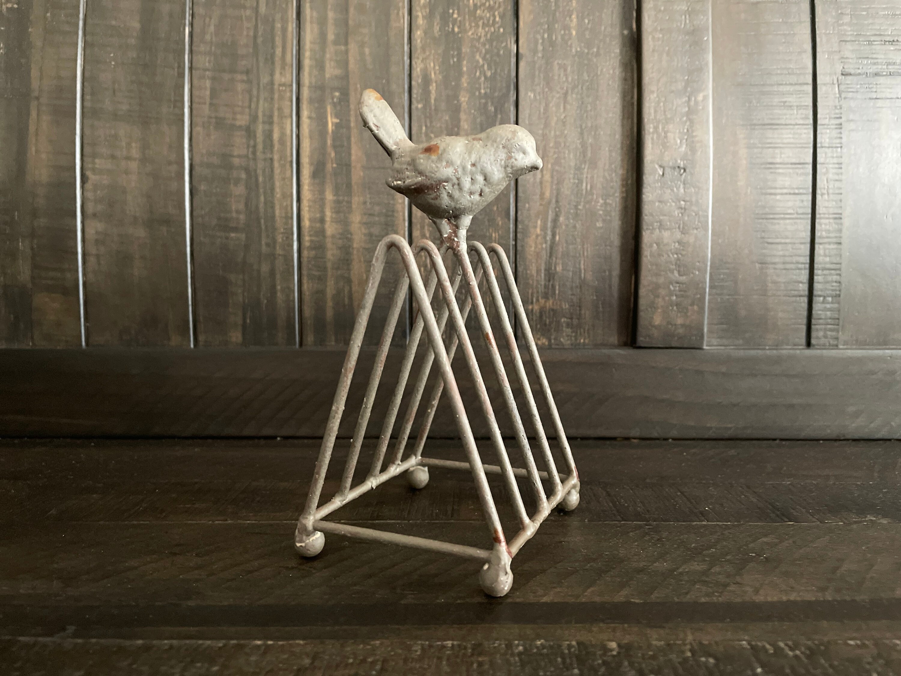 Primitive black crow bird star wood napkin free standing mail letter ...