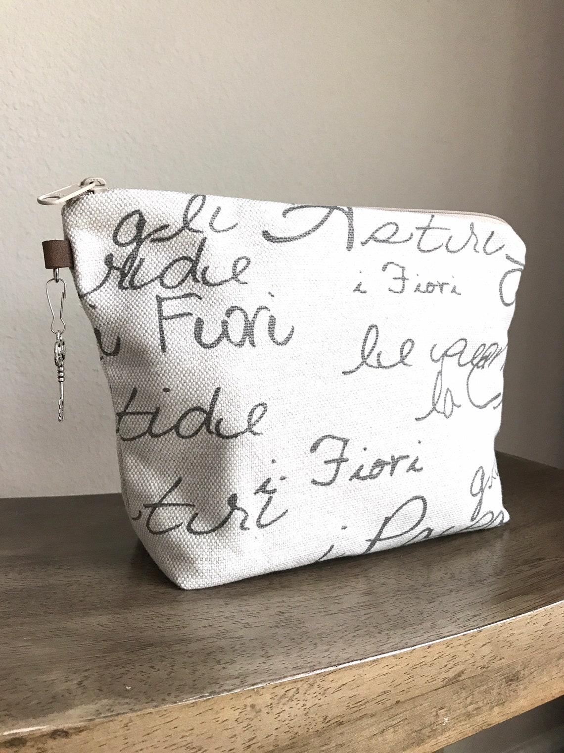 Cosmetics Bag and Clutch Vintage Script Lunen and Cotton | Etsy