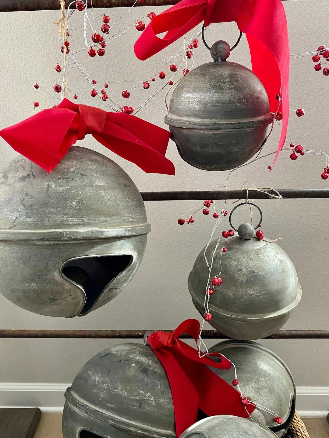 Jumbo 10 Inch Jingle Bells, Extra Large, Weathered Vintage Farmhouse ...