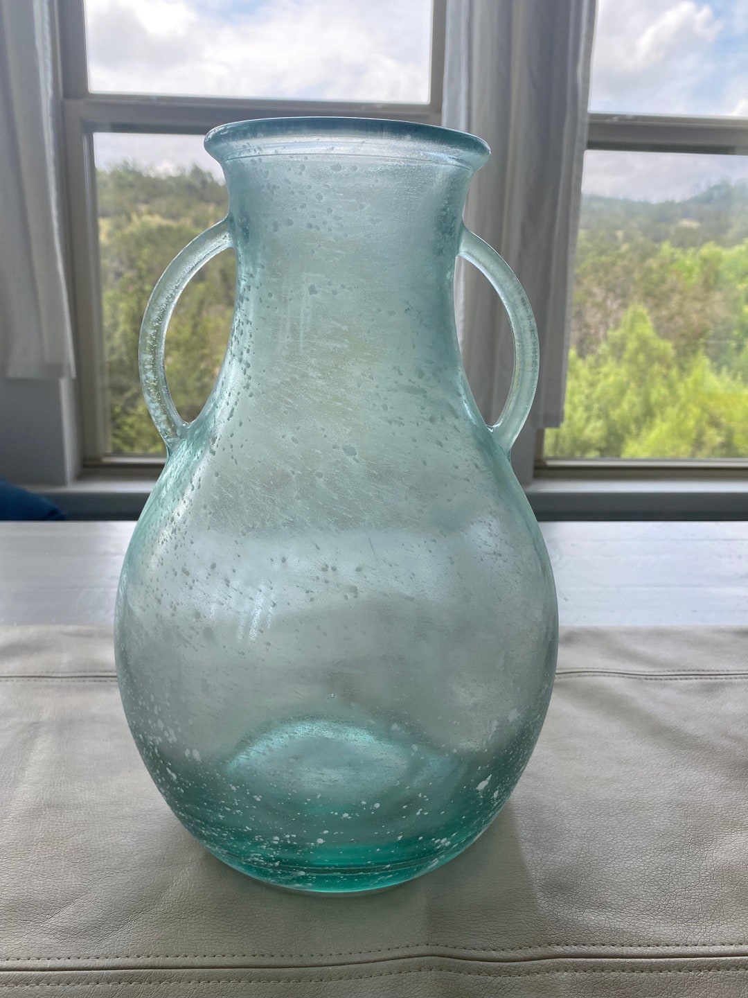 FOUND OBJECTS - TALL Frosted Glass Bottle Vase - 13” Glass Vessels ...