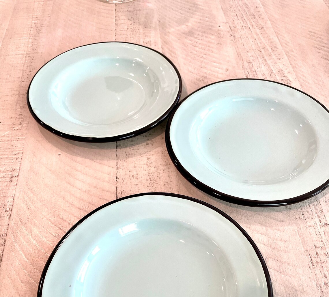 Enamelware Plates SET of Four Vintage Style Table Decor | Etsy