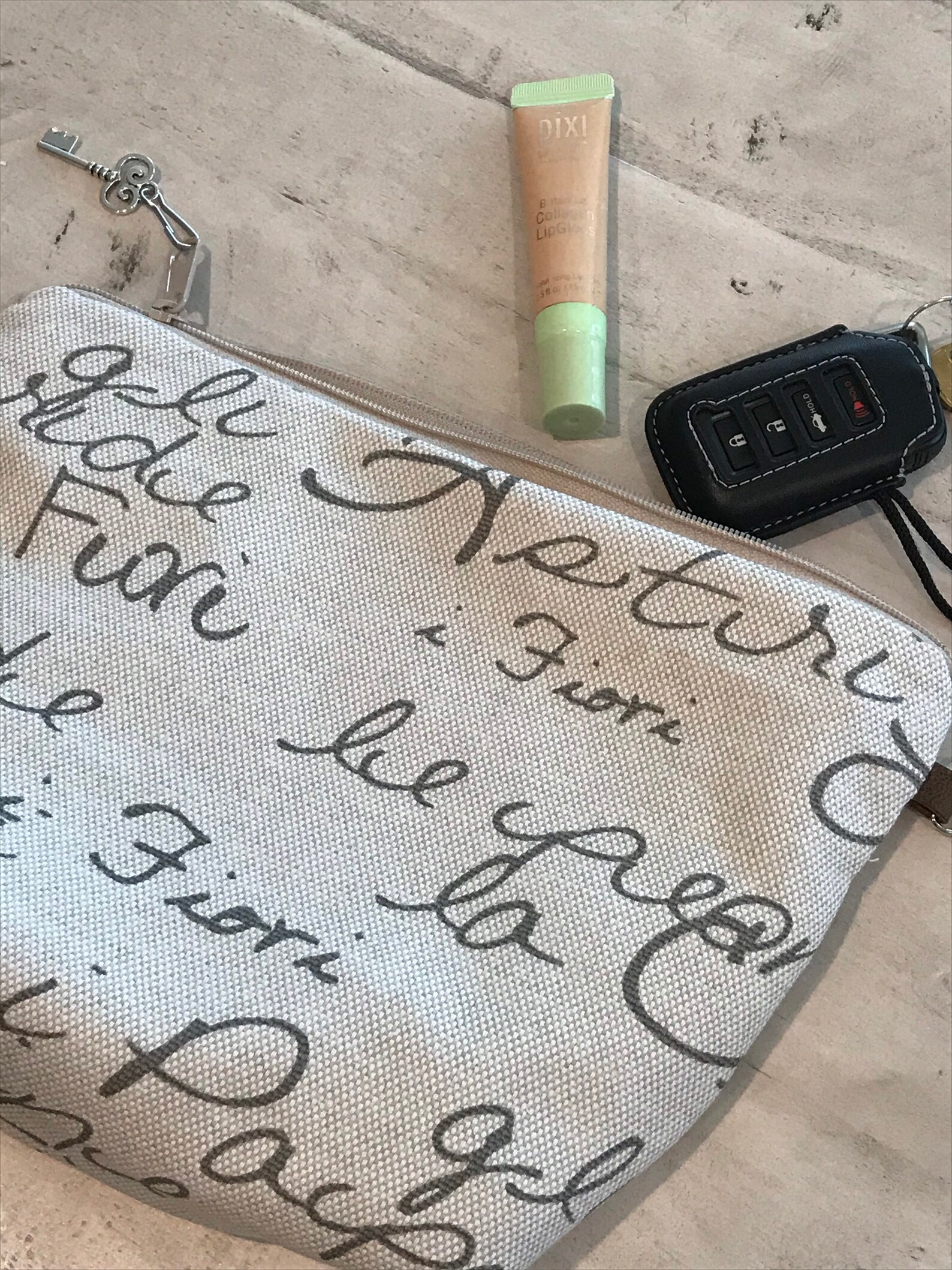 Cosmetics Bag and Clutch Vintage Script Lunen and Cotton - Etsy