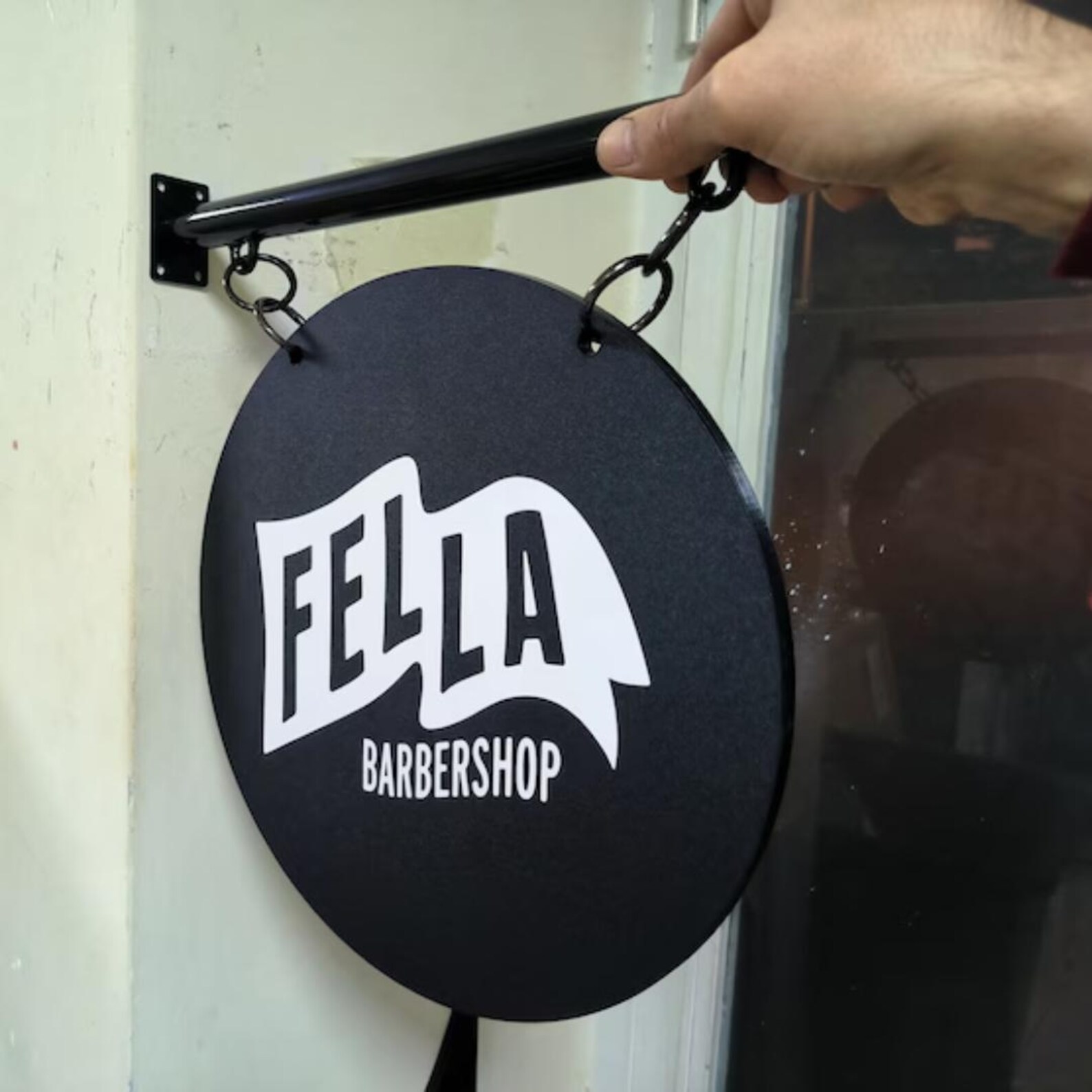 Custom Round Shop Sign, Round Blade Sign, Double Sided Storefront Sign ...