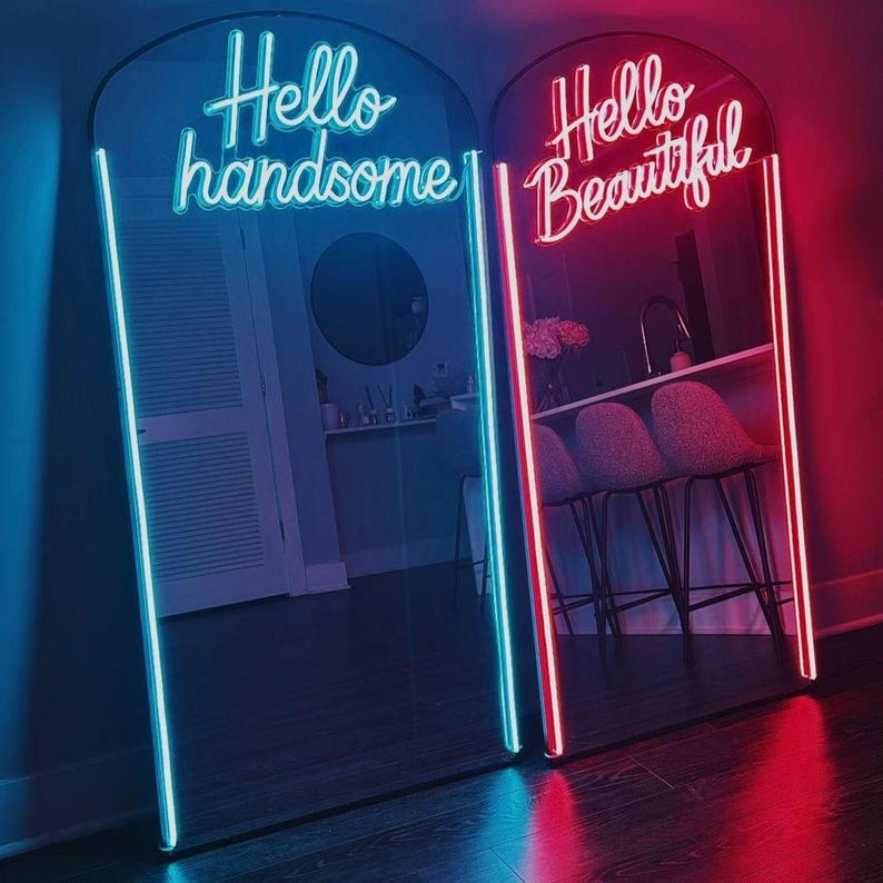 Custom Neon Light Mirror, Personalized Salon Decor - Etsy