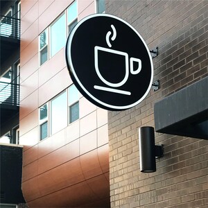 Custom Double Sided Round Logo Sign, Illuminated Light Box, Business ...