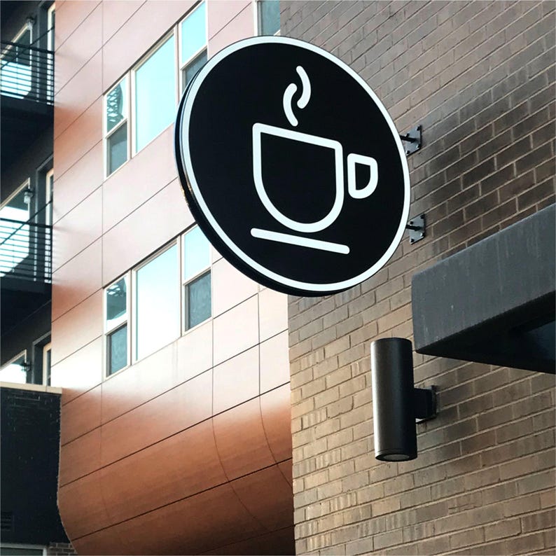 Custom Double Sided Round Logo Sign, Illuminated Light Box, Business ...