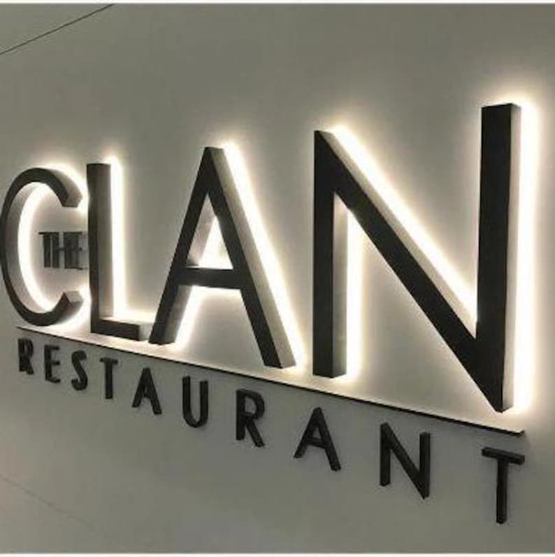 Brushed Metal Logo, Sign With Raised 3D Design, Business Letter, Custom ...