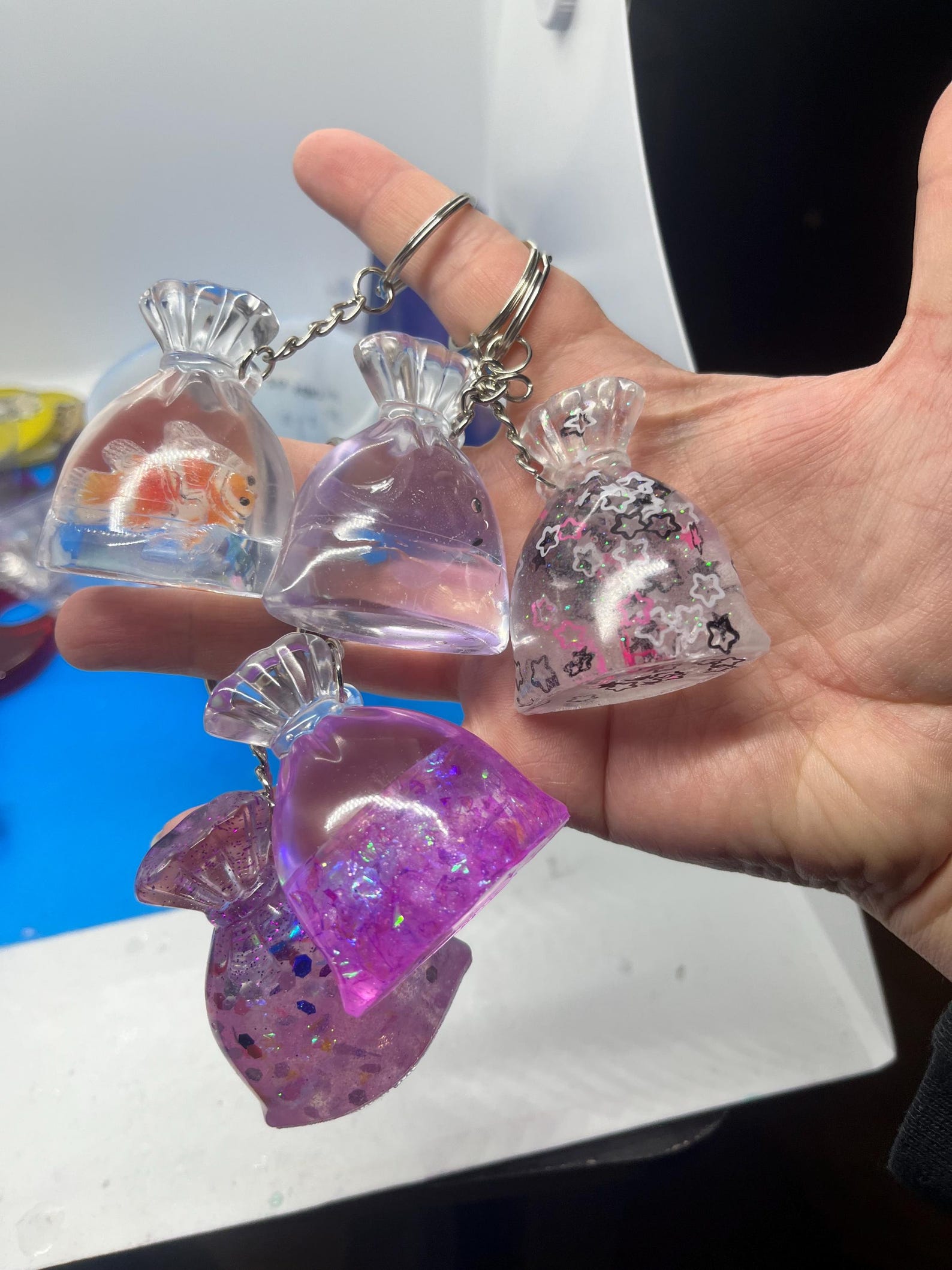 Keychains - Enchanting Mini Bags Filled W/ Fish, Whales, Stingrays ...