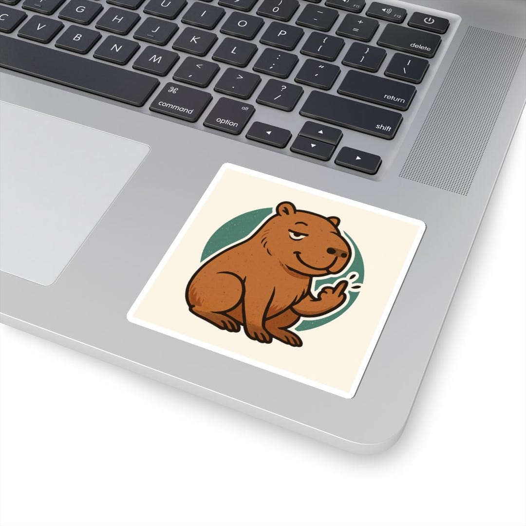 Funny Capybara Flicking off Kiss-cut Stickers, Sassy Animal Decal ...