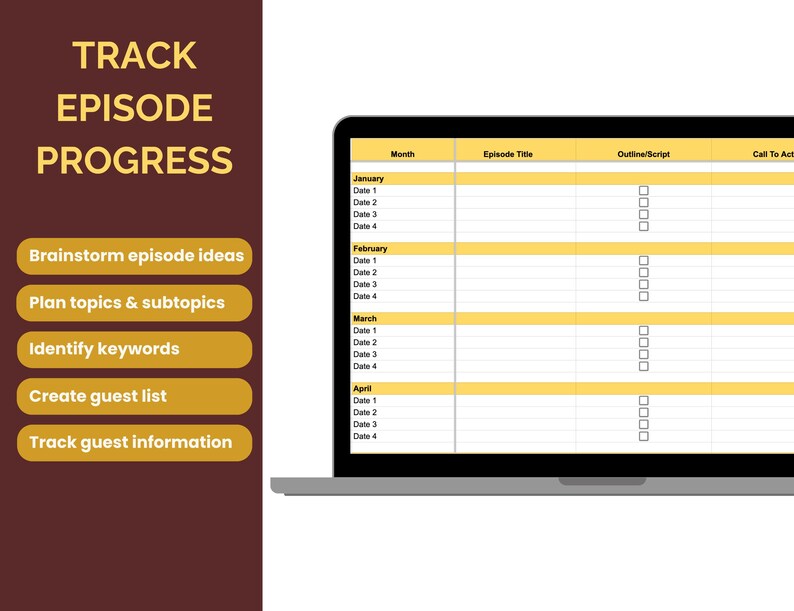 Podcast Planner Google Sheets Template: Episode Tracker (digital ...