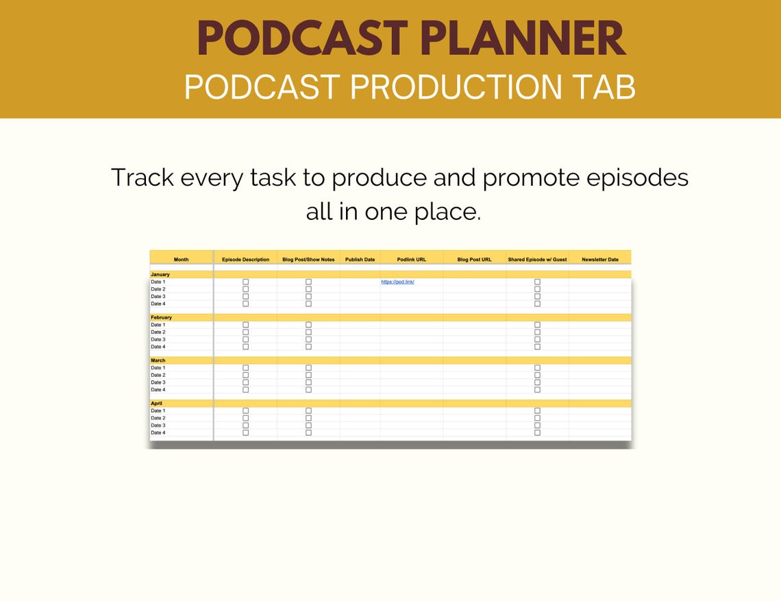 Podcast Planner Google Sheets Template: Episode Tracker (digital ...