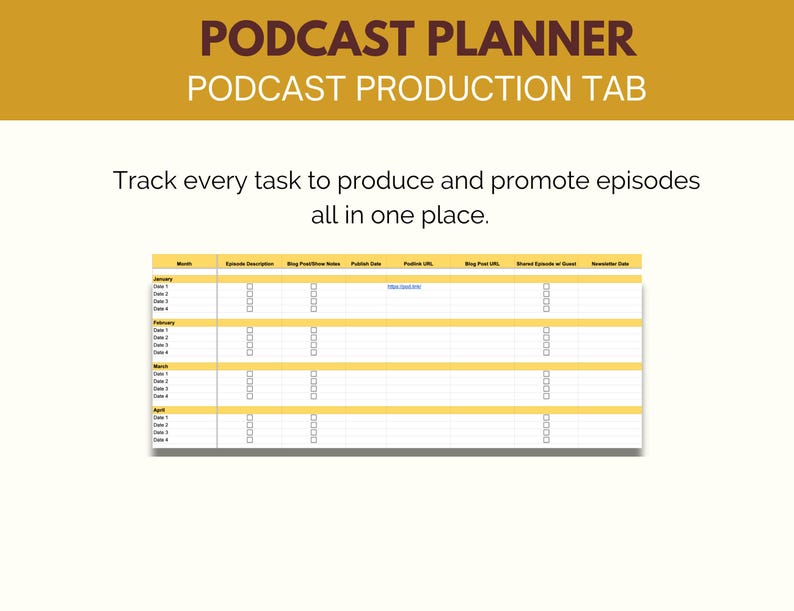 Podcast Planner Google Sheets Template: Episode Tracker (digital ...