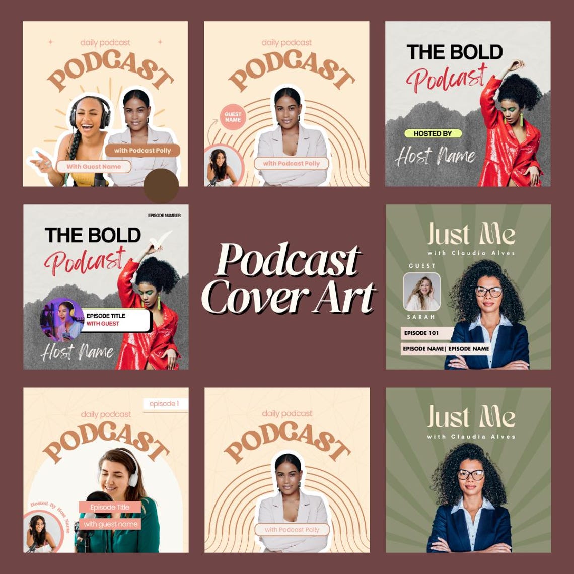 Podcast Cover Art Canva Templates Instant Download, Podcast Logo Canva ...