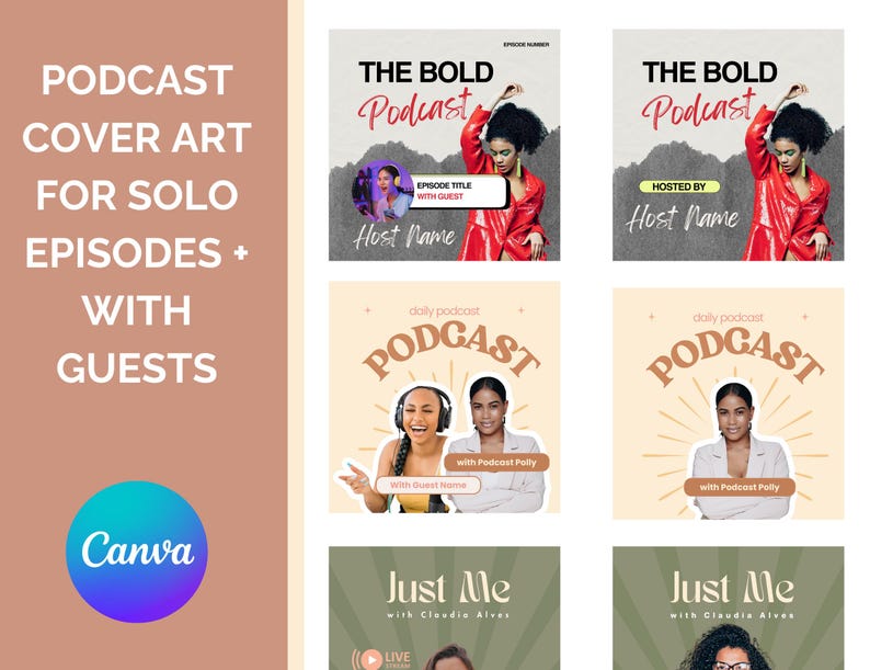 Podcast Cover Art Canva Templates Instant Download, Podcast Logo Canva ...