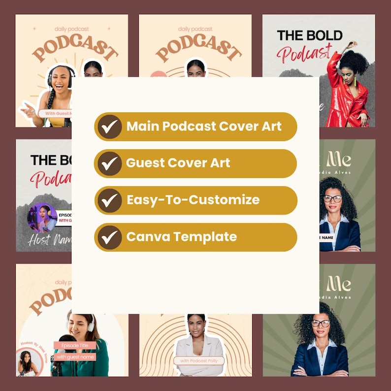 Podcast Cover Art Canva Templates Instant Download, Podcast Logo Canva ...