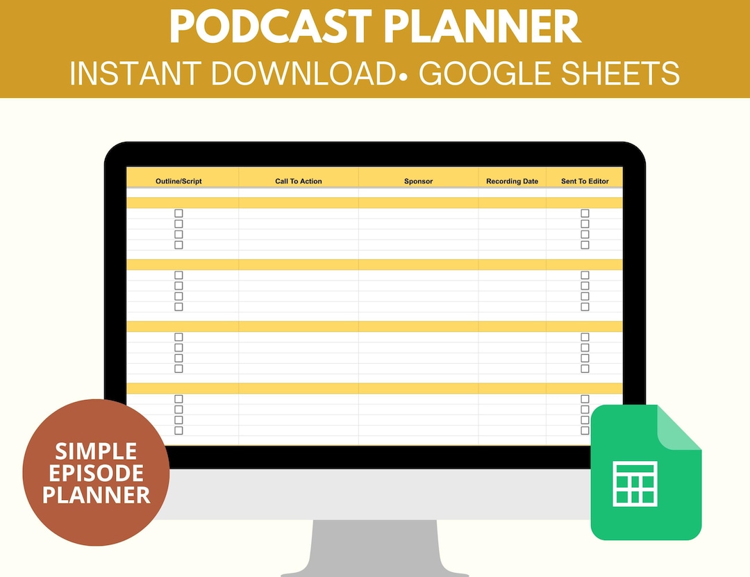 Podcast Planner Google Sheets Template: Episode Tracker (digital ...