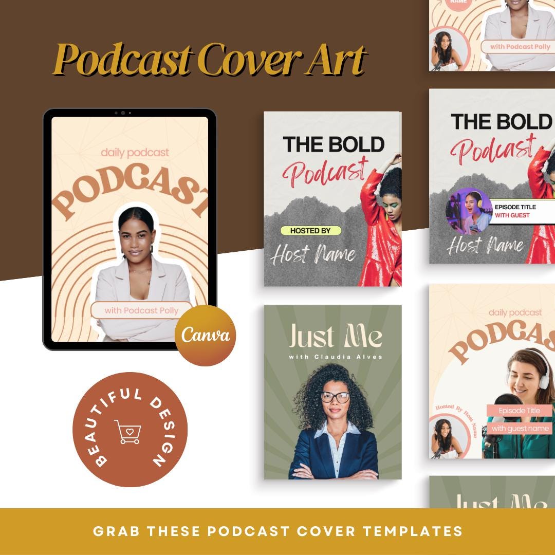 Podcast Cover Art Canva Templates: Customizable Podcaster Graphics ...