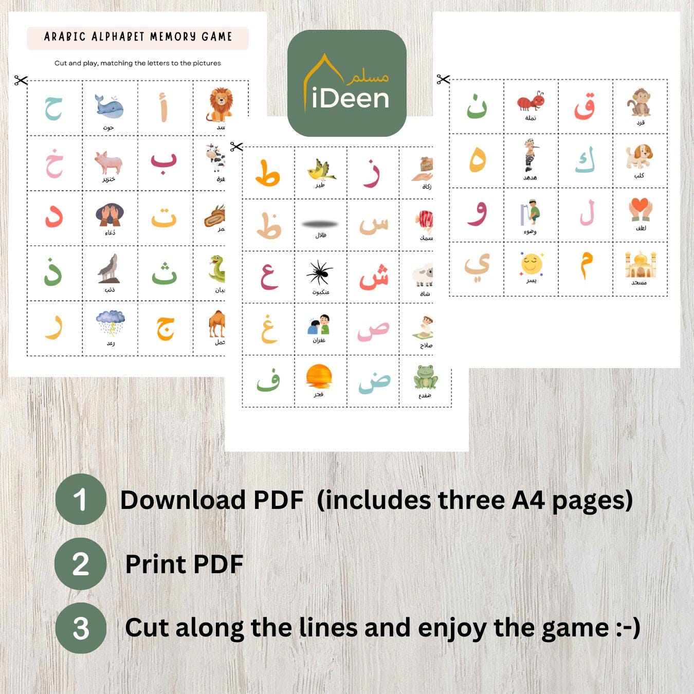 Arabic Alphabet Memory Game for Kids – Digital Download | Arabic ...