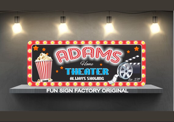 Custom Home Theater Sign Movie Theater Decor Personalized | Etsy