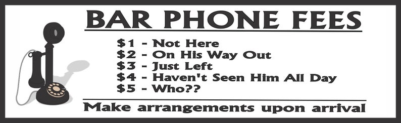 Funny Bar Phone Fees Sign – Vintage Style Pub Decor - Etsy