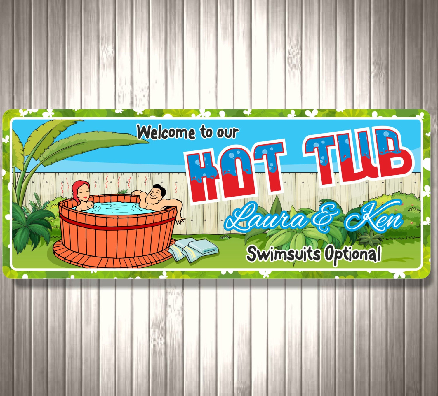 Hot Tub Personalized Sign with Redwood Pool Design Custom Hot | Etsy