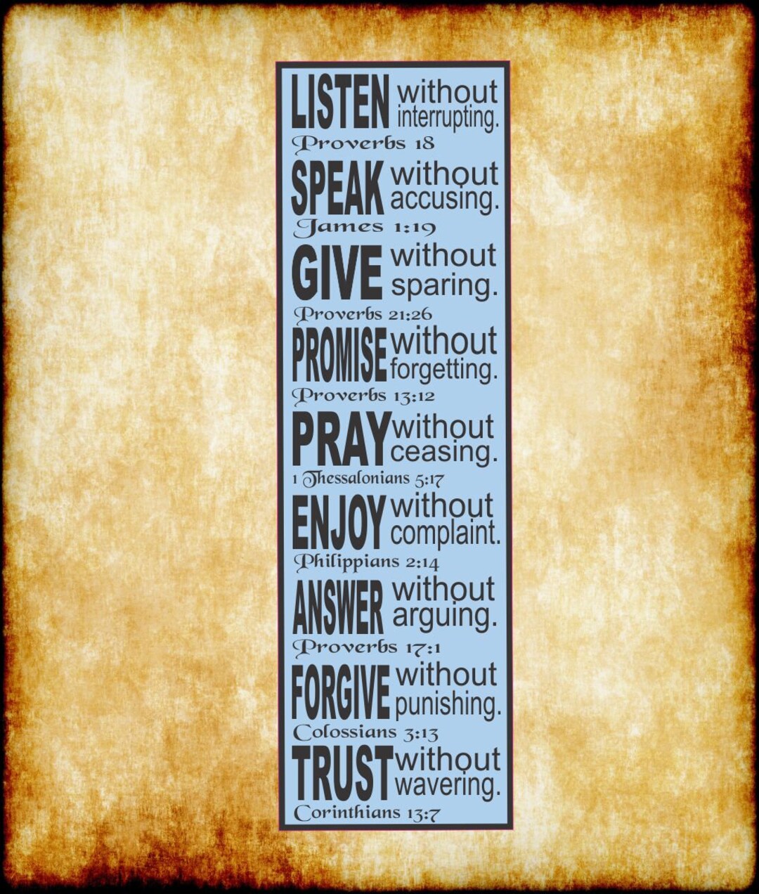 Proverbs Sign: Light Blue Religious Wall Decor (5x16) - Etsy