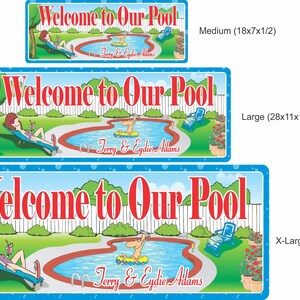Welcome to Our Pool Personalized Sign With Man in Raft, Custom Welcome ...