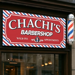 Personalized Barbershop Sign: Red White Blue Barber Pole, Custom Salon ...