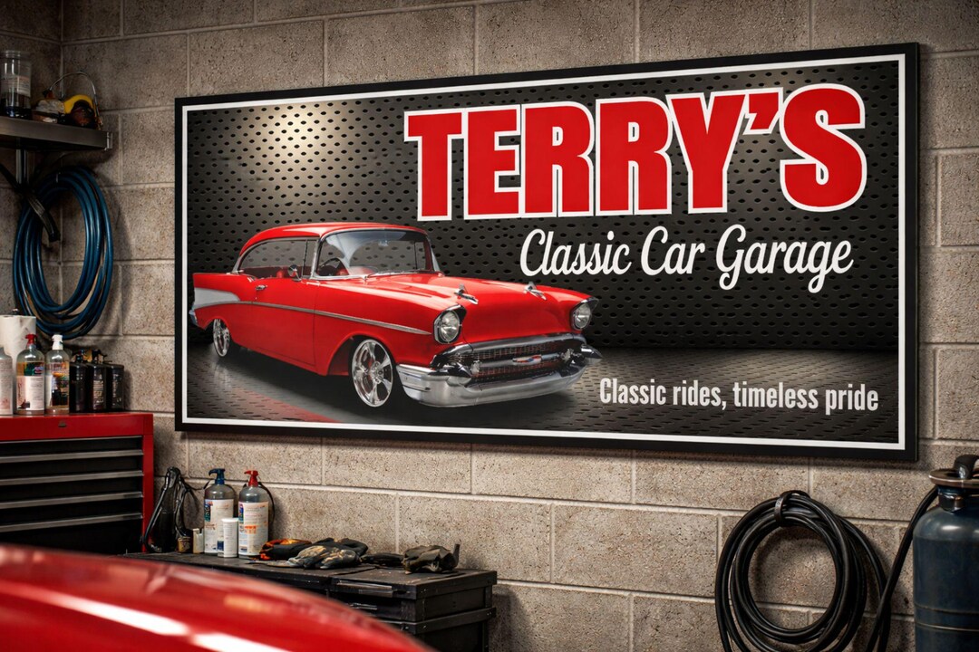 Personalized Classic Car Garage Sign: Retro Man Cave Decor - Etsy