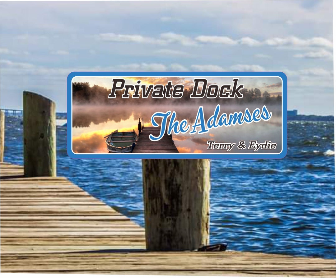 Personalized Dock Sign – Custom Lake House Wall Art With Boat and Pier ...