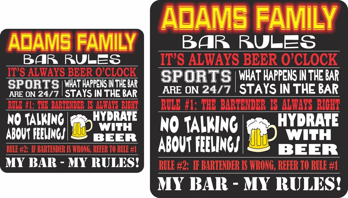 Custom Bar Rules Sign Bar Pub Shed Sign Man Cave Rules | Etsy
