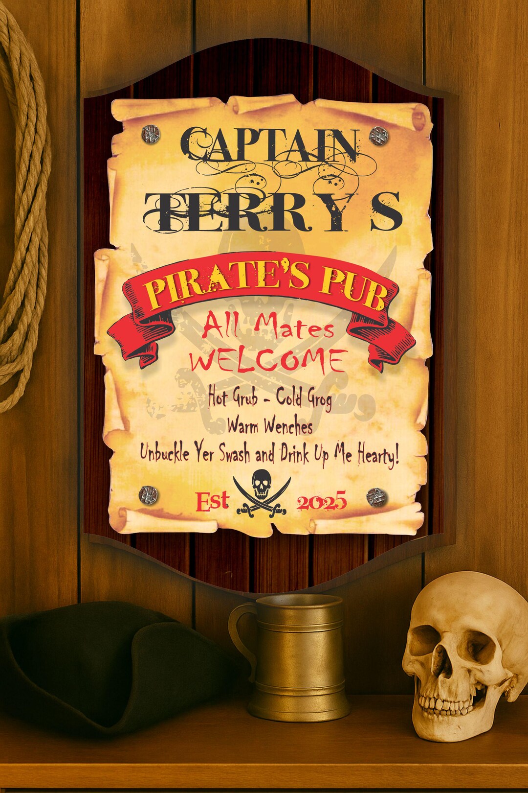 Personalized Pirate Bar Sign – Custom Pirate’s Pub Wall Art With Name ...