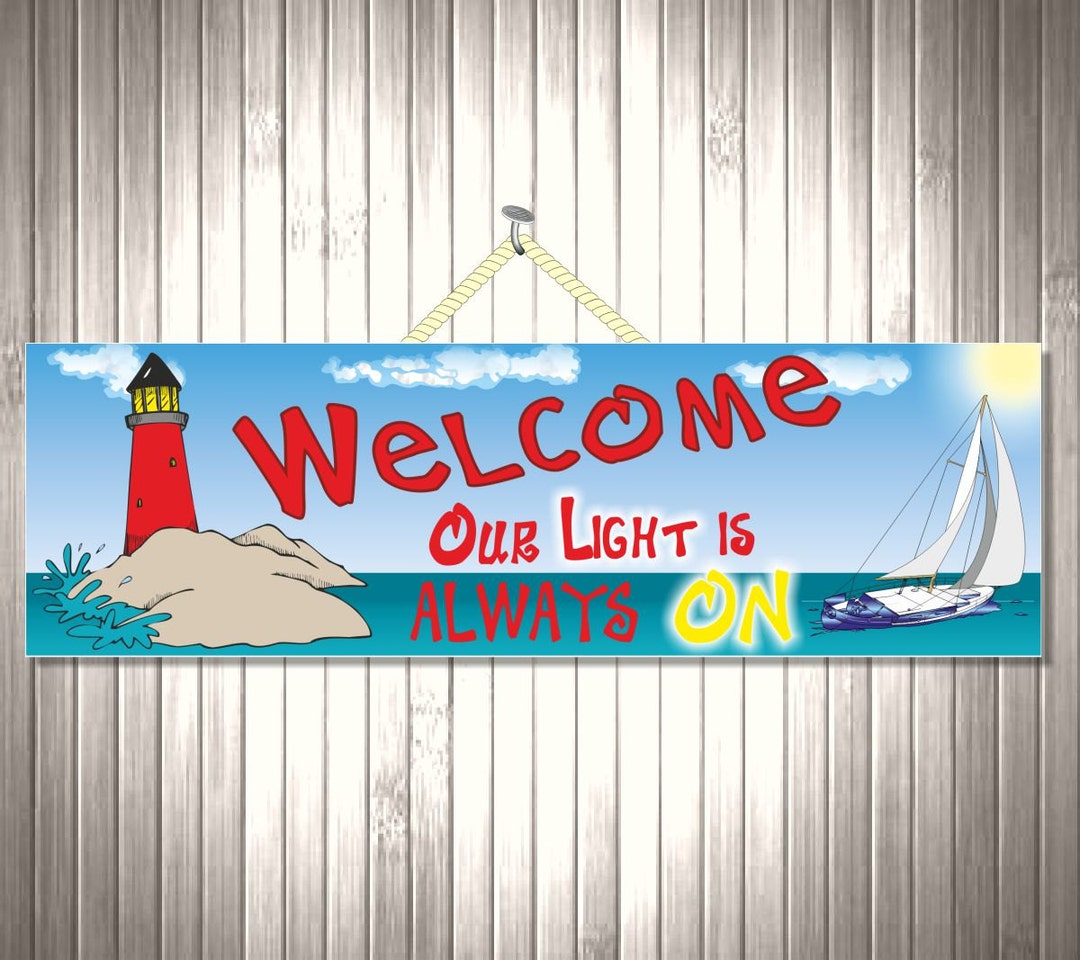 Lighthouse Welcome Sign: Nautical Beach House Decor (16”x5”) - Etsy