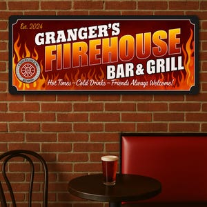 Personalized Firehouse Bar Sign: Flame Theme Man Cave Decor - Etsy