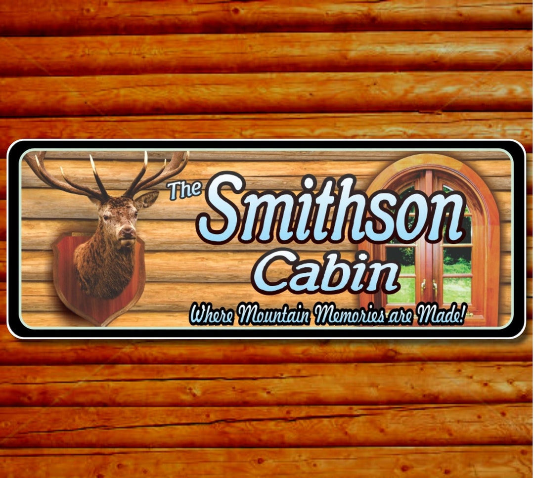 Deer Trophy Personalized Cabin Sign Log Cabin Sign With - Etsy