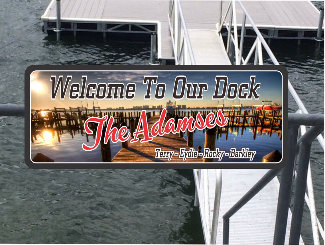 Personalized Boat Dock Welcome Sign With Photographic Boating - Etsy
