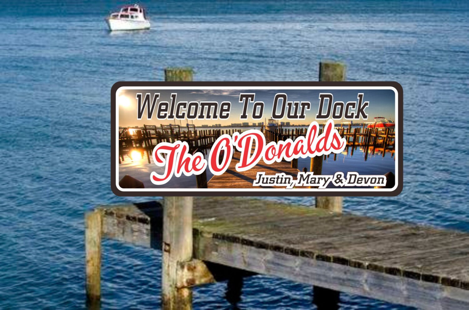 Personalized Boat Dock Welcome Sign with Photographic Boating | Etsy