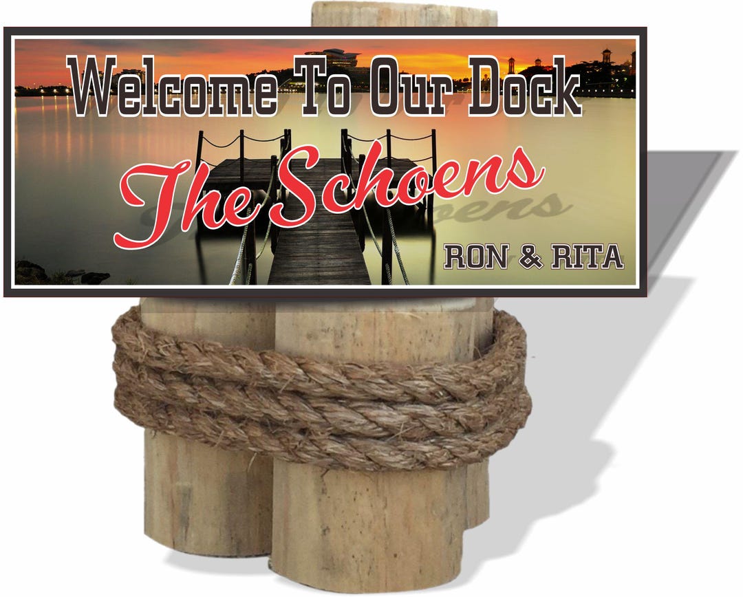 Personalized Dock Sign: Sunset Pier, Nautical Rope Decor - Etsy