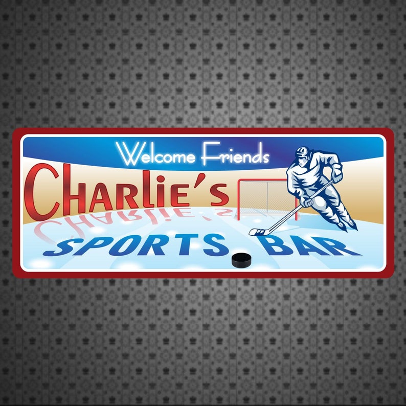 Hockey Personalized Welcome Sign With Ice Puck & Hockey - Etsy