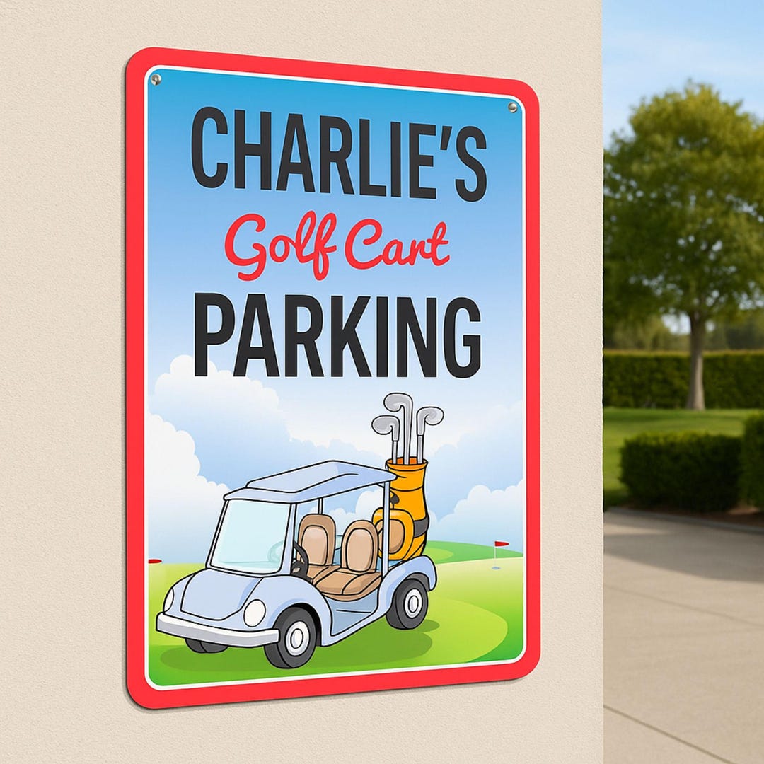 Personalized Golf Cart Parking Sign – Custom Family Name, Golfer Decor ...