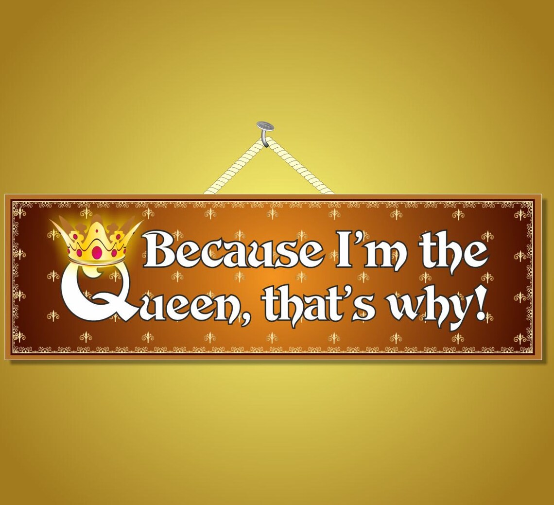 Queen Wall Sign With Gold Background & Crown Funny Novelty | Etsy