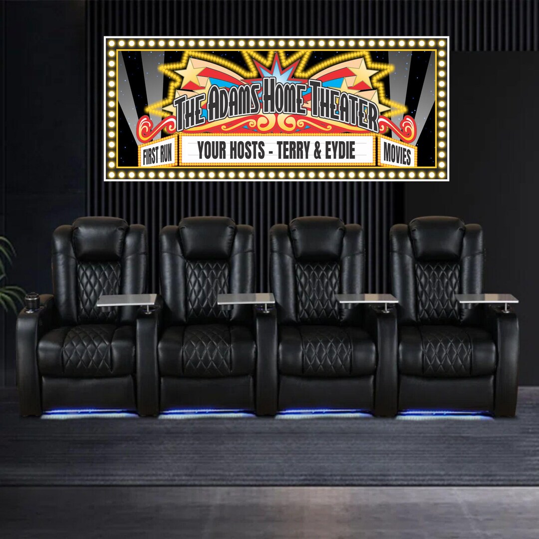 Personalized Cinema Marquee Sign: Custom Home Theater Decor Wall Art - Etsy